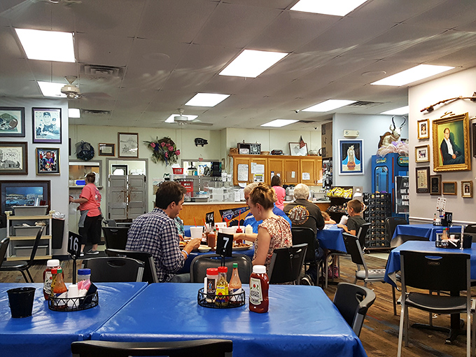 Diners lost in conversation and contemplation of their next bite&mdash;the universal language of good food transcending all differences at Roy's blue-clothed tables.