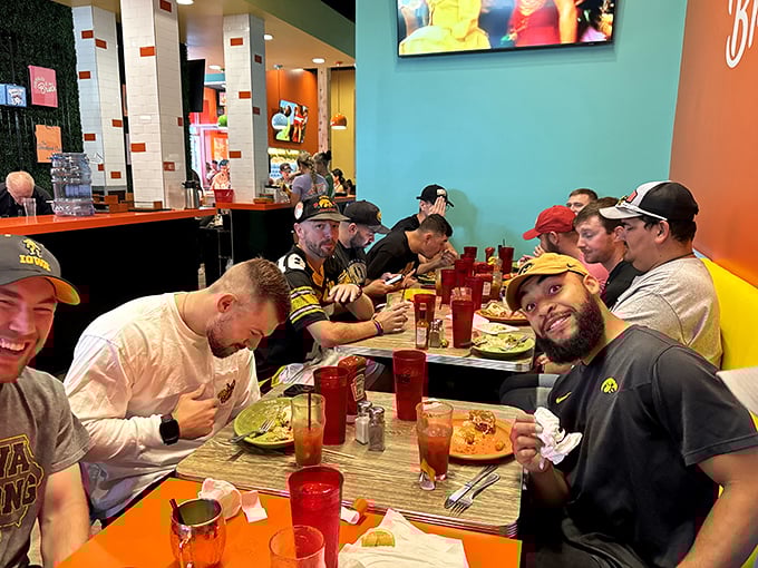 Proof that breakfast brings people together&mdash;these diners united by the universal language of "pass the hot sauce" and "yes, this is worth the calories."