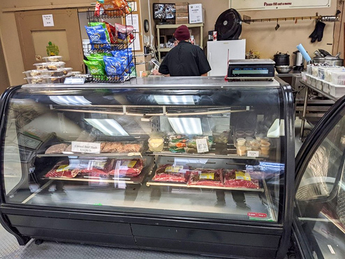 Meat market meets deli counter, where briskets and pastrami wait patiently for their turn to become someone's unforgettable lunch.