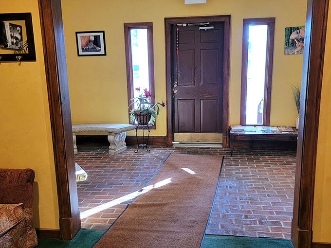 The entrance says "casual elegance" without saying a word. Brick floors have welcomed happy diners for generations.