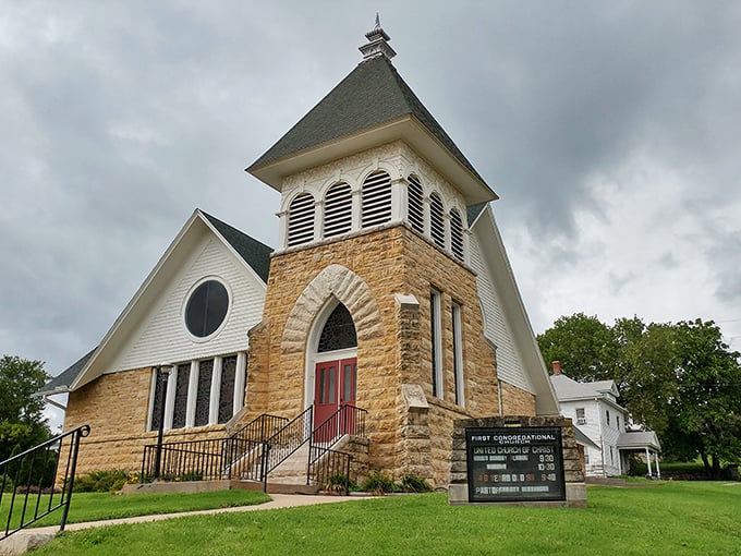 This isn't just a church; it's architectural poetry in limestone. First Congregational's steeple has been pointing heavenward through generations of prayers.