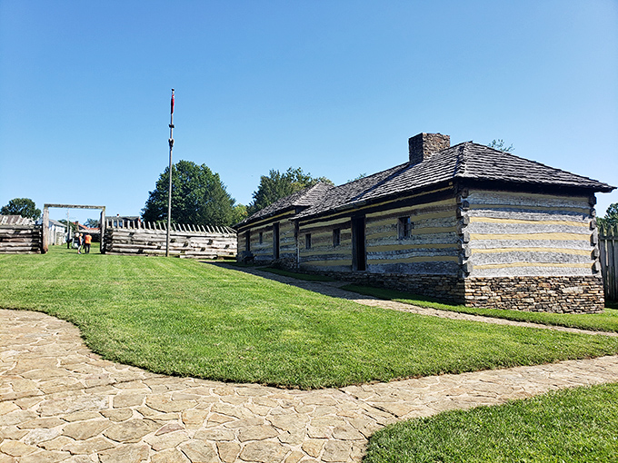 Fort Ligonier's restored log structures transport visitors to frontier days, when "home security system" meant something entirely different than it does today.