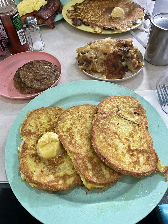 French toast that makes you want to write thank-you notes to bread, eggs, and whoever invented the griddle that made this magic possible.