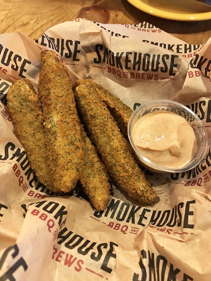 Fried pickles&mdash;or "frickles" to the initiated&mdash;offer the perfect tangy counterpoint to all that rich, smoky meat.