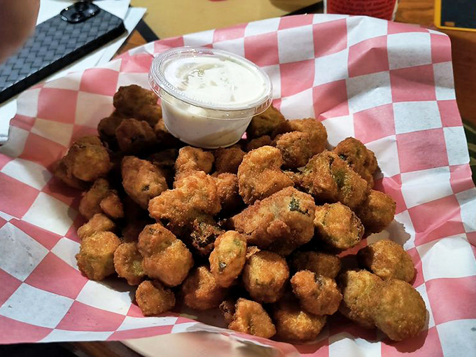 Fried okra that could convert even the most dedicated vegetable skeptic &ndash; crispy, golden nuggets that disappear faster than you can say "just one more."
