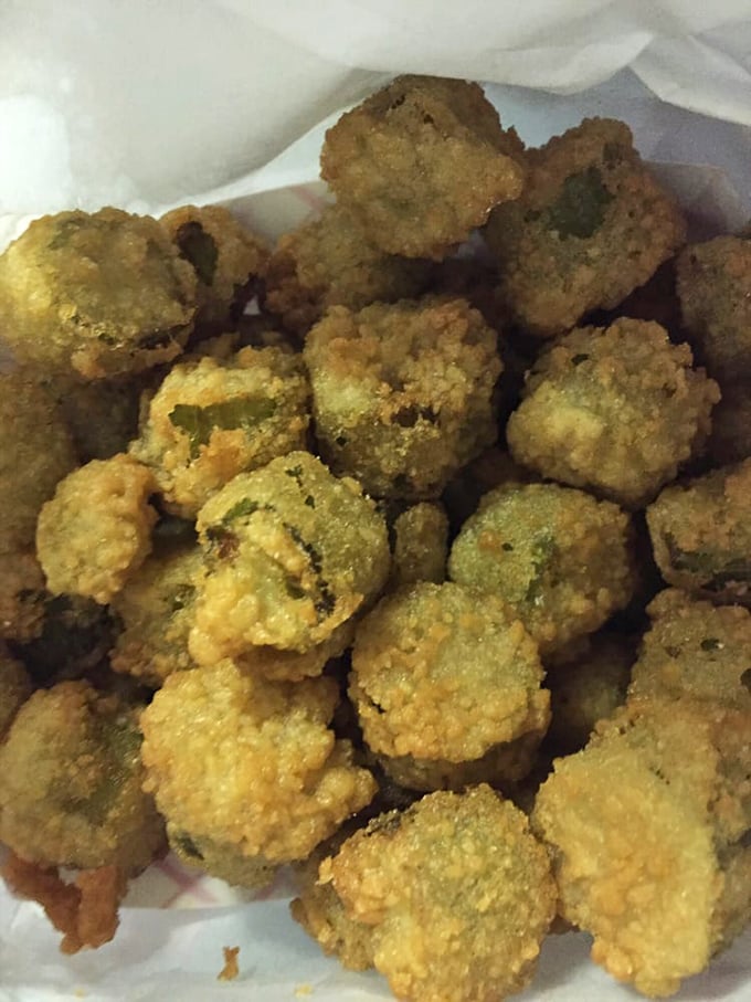 Fried okra: the South's answer to popcorn, with each golden nugget delivering a perfect crunch-to-tenderness ratio.