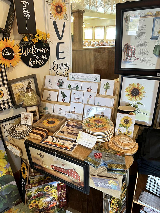 The gift shop offers a slice of Kansas charm to take home, proving that sunflower-themed everything can indeed spark joy.