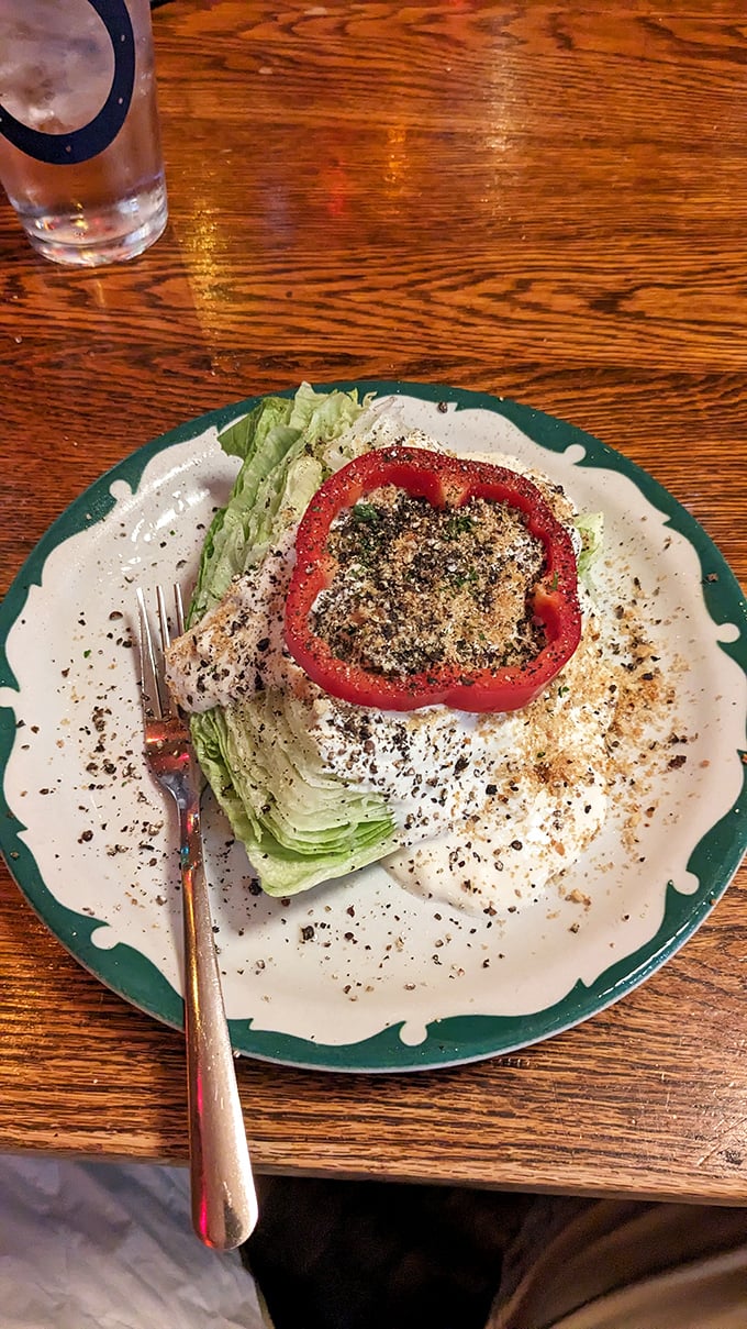 A wedge salad that refuses to be a mere opening act&mdash;this crisp lettuce crowned with a pepper ring could give the main courses a run for their money.
