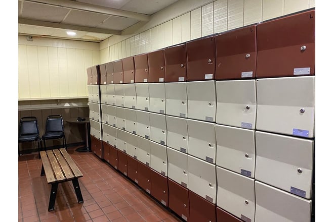 The locker room stands ready for league regulars who take their bowling seriously enough to need dedicated storage but not so seriously they can't laugh.