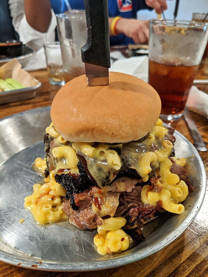 Meet the sandwich that breaks Instagram. Mac and cheese meets brisket in an unholy alliance that your cardiologist warned you about.