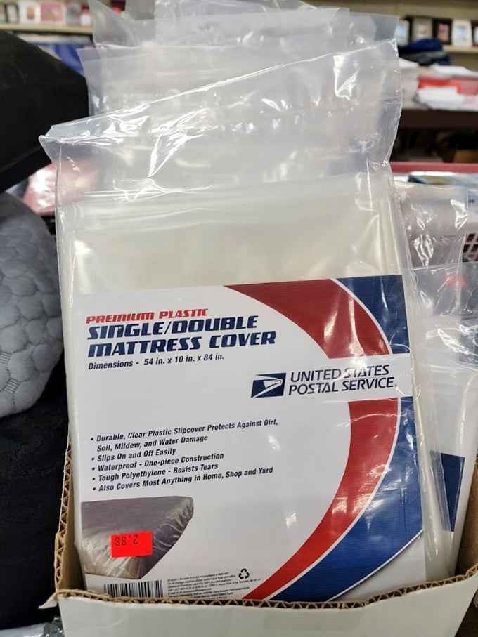 Mattress covers with that signature no-nonsense USPS aesthetic that somehow makes bedding protection feel official and important.