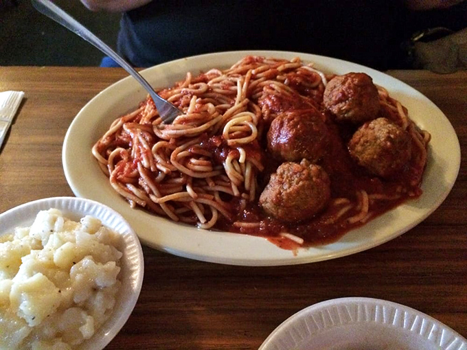 Plot twist! The spaghetti and meatballs at a legendary chicken joint might just be the sleeper hit on the menu.