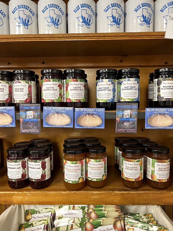 Take home a taste of Blue Bonnet with jams and jellies. Souvenirs that actually improve your breakfast rather than collecting dust.