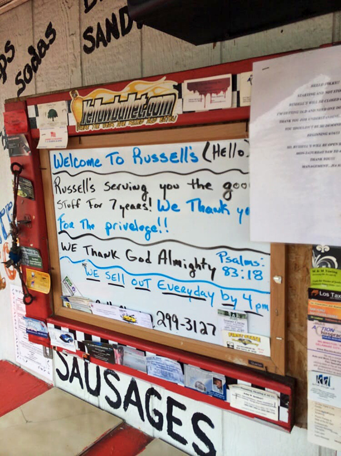 A handwritten board that tells you everything you need to know: they sell out daily by 4pm because good things don't last forever.