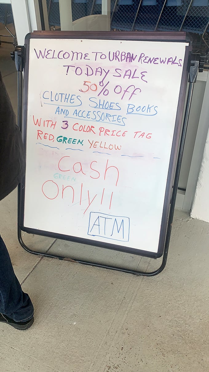 The daily special board announces the color tag system. Like a treasure map with clear instructions to X-marks-the-discount.