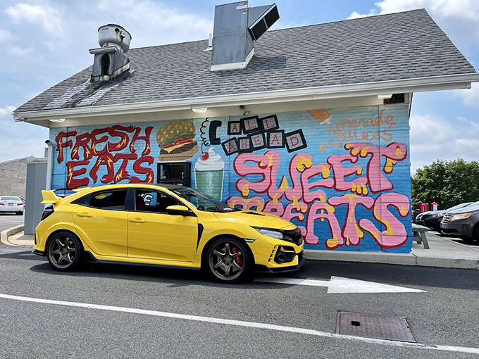 Street art meets street food—this vibrant mural hints at the bold flavors waiting inside. Even the building has personality to spare.