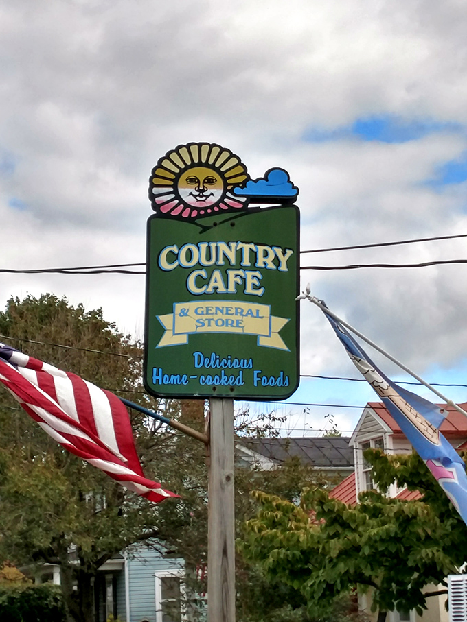 The whimsical sun-faced sign promises "Delicious Home-cooked Foods" and has been guiding hungry travelers to this spot for generations.