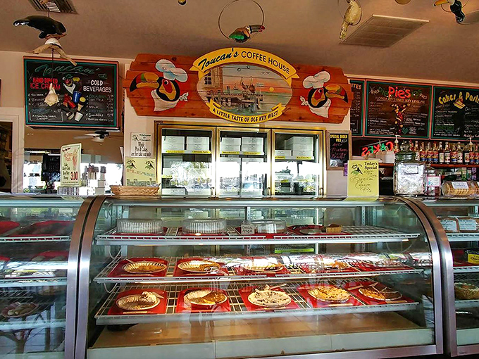 The pastry case&mdash;where dreams and reality intersect. Behind that glass lies a world where calories don't exist and happiness is served by the slice.