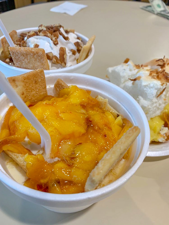 Peach shortcake that makes you want to write poetry. The contrast between warm fruit, cool cream, and buttery shortbread creates the perfect three-act dessert drama.