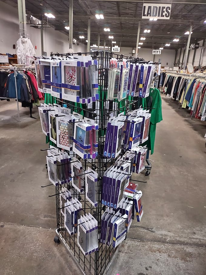 Even your tech needs a thrifty upgrade! Phone cases galore await in this surprisingly organized corner of analog-meets-digital delight.