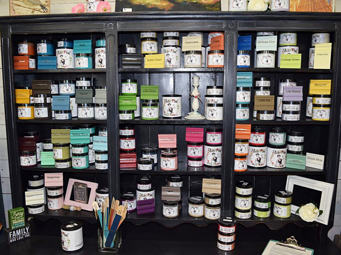 A rainbow of paint options for breathing new life into forgotten treasures. Martha Stewart would need a moment alone with this display.
