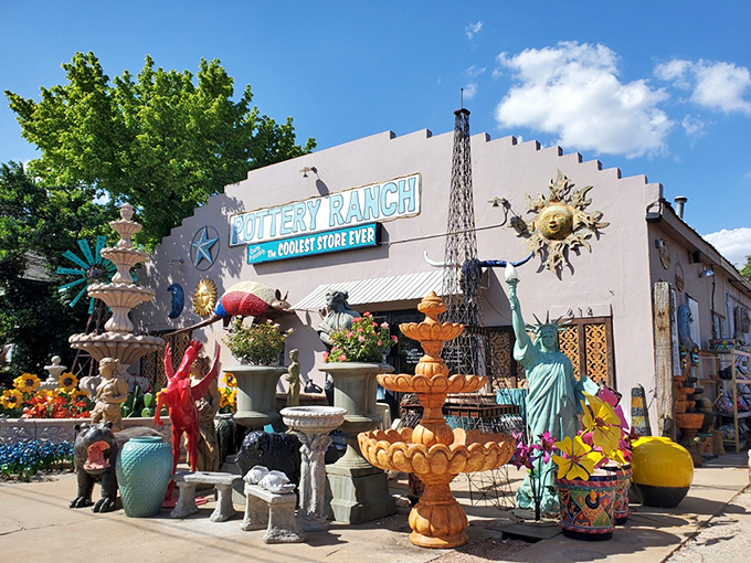 Pottery Ranch defies minimalism with its exuberant display of colorful yard art. Marie Kondo might faint, but this joyful chaos sparks plenty of joy.