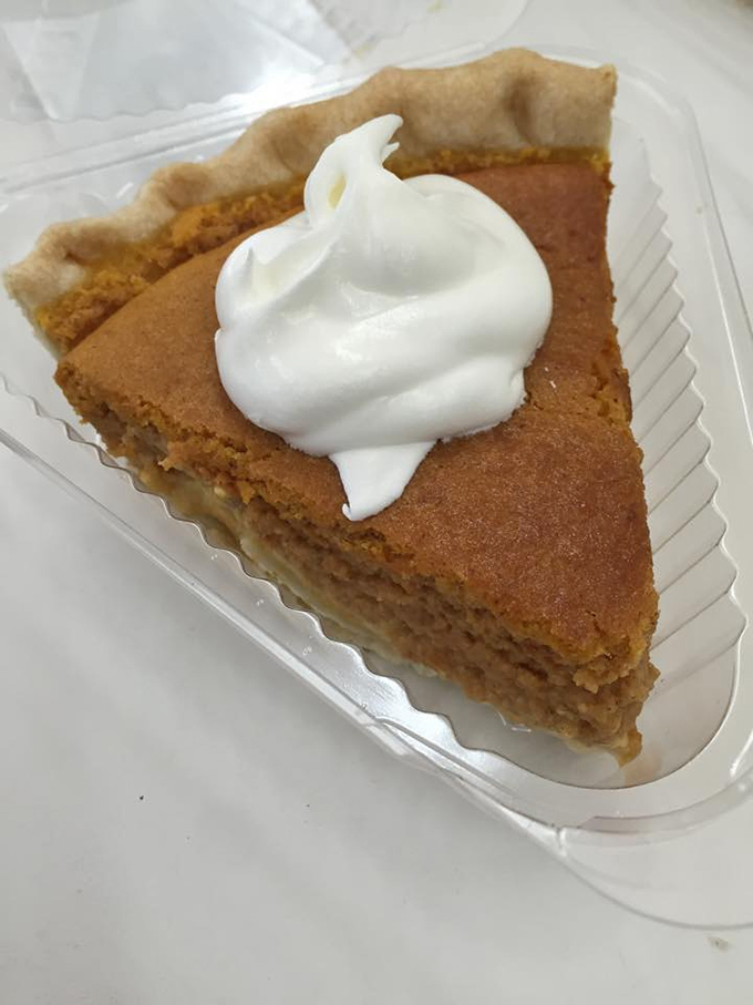 Pumpkin pie that knows exactly what it is &ndash; comfort food topped with a perfect dollop of whipped cream, no identity crisis here.
