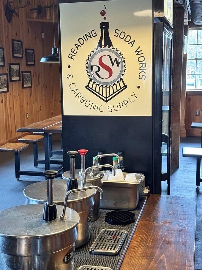 The soda station stands ready to deliver fizzy refreshment, proving that even the bubbles at Stampede get special Pennsylvania attention.
