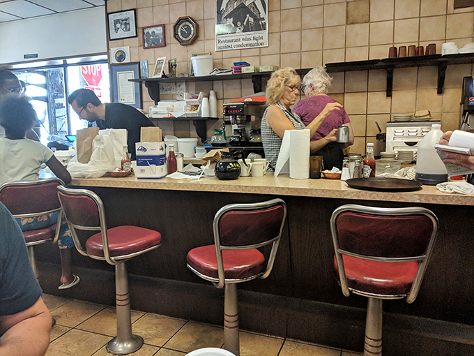 Where breakfast magic happens. The counter seating offers front-row tickets to the morning show&mdash;complete with coffee refills and local gossip.