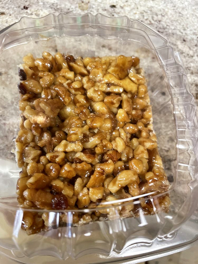 This container of candied walnuts isn't just a topping &ndash; it's the secret weapon that elevates Fritz's sticky buns to legendary status.