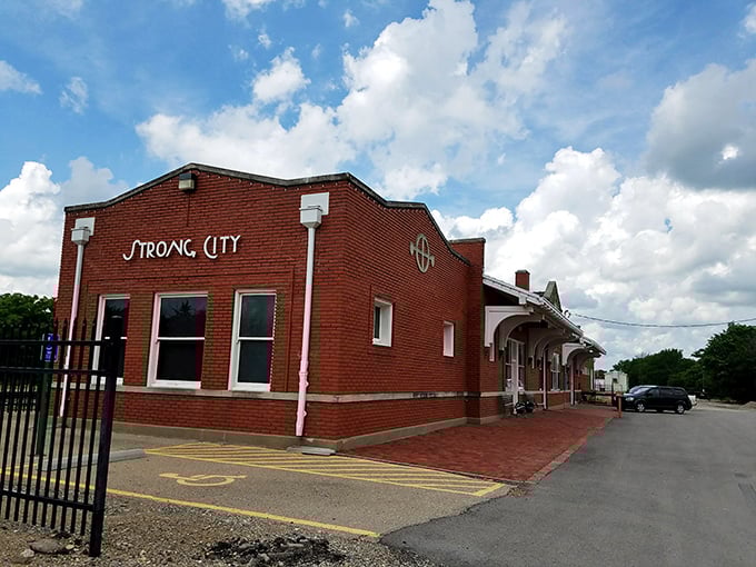 The historic Strong City Depot reminds us when trains were the lifeblood of prairie towns, connecting these isolated communities to the wider world.