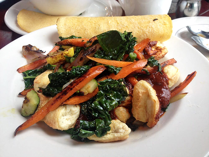 This tofu mole dish proves that plant-based eating needn't be a compromise. Those vegetables look like they were picked this morning and probably were.