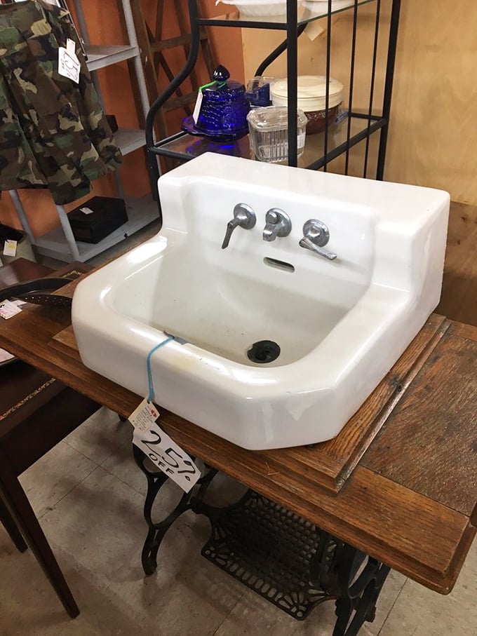 That vintage sink has witnessed decades of life's intimate moments. Now it's ready for its Instagram-worthy comeback in someone's farmhouse renovation.