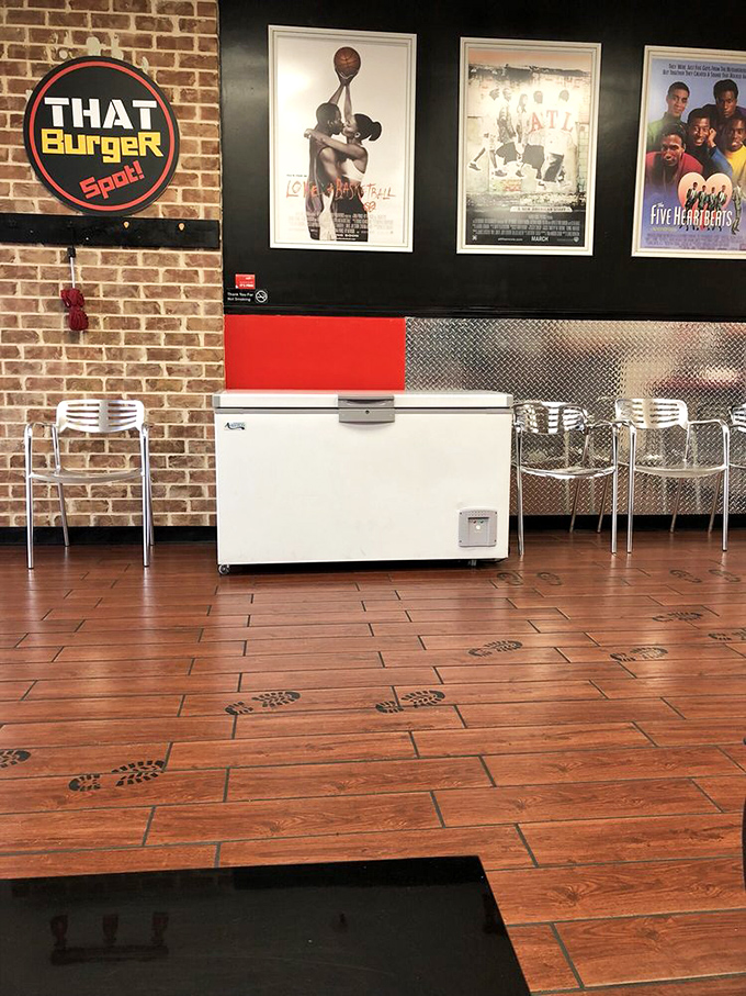 The waiting area's classic movie posters and brick walls aren't just decor&mdash;they're conversation starters while you anticipate burger greatness.