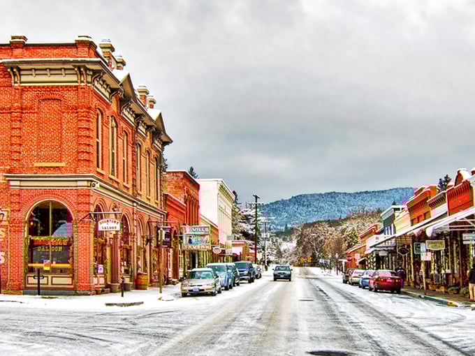 Winter transforms Jacksonville into a snow globe you can actually walk through. The red brick buildings pop against the white landscape like a holiday card come to life.