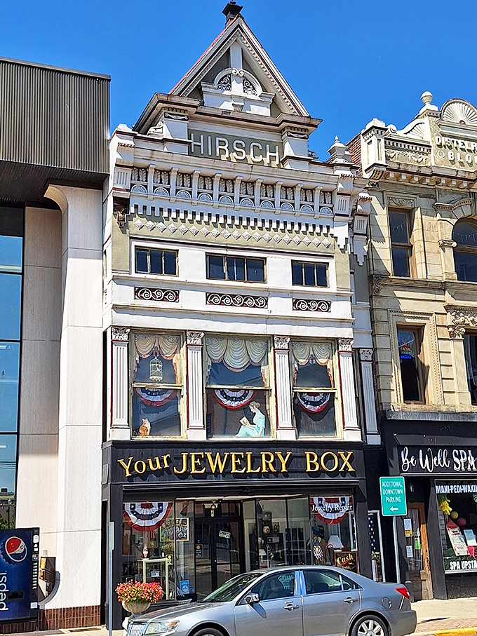 Your Jewelry Box occupies the ornate Hirsch Building, where Victorian architectural flourishes remind us that even small towns once dreamed in grand style.