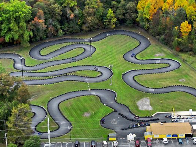 From above, the track resembles a giant signature scrawled across Maryland's landscape. Each curve is another chance to test your mettle.
