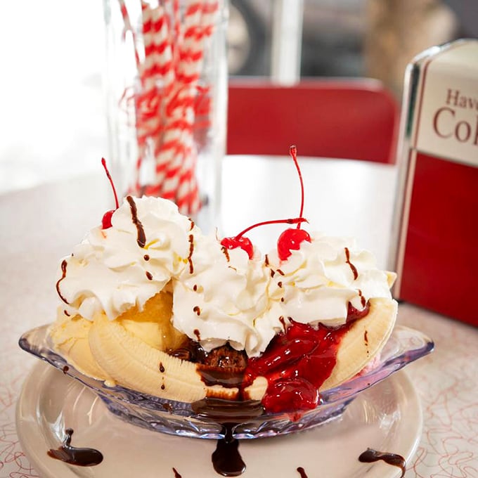 The banana split at Rocky's isn't just dessert&mdash;it's a carnival of flavors that makes adults remember what joy tastes like.