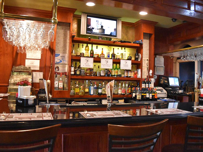 A bar stocked for serious business. Whatever your spirit of choice, they've got the remedy for what ails you.