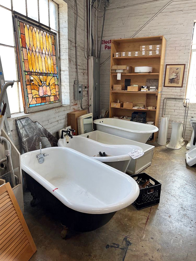 Bathtub row: where your bathroom renovation dreams begin. That claw-foot tub has seen more history than your favorite documentary series.