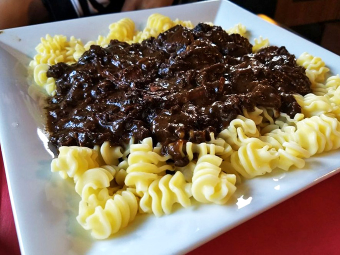 Beef stroganoff that would make a Russian czar weep with joy, served over pasta that's the perfect vehicle for that decadent sauce.