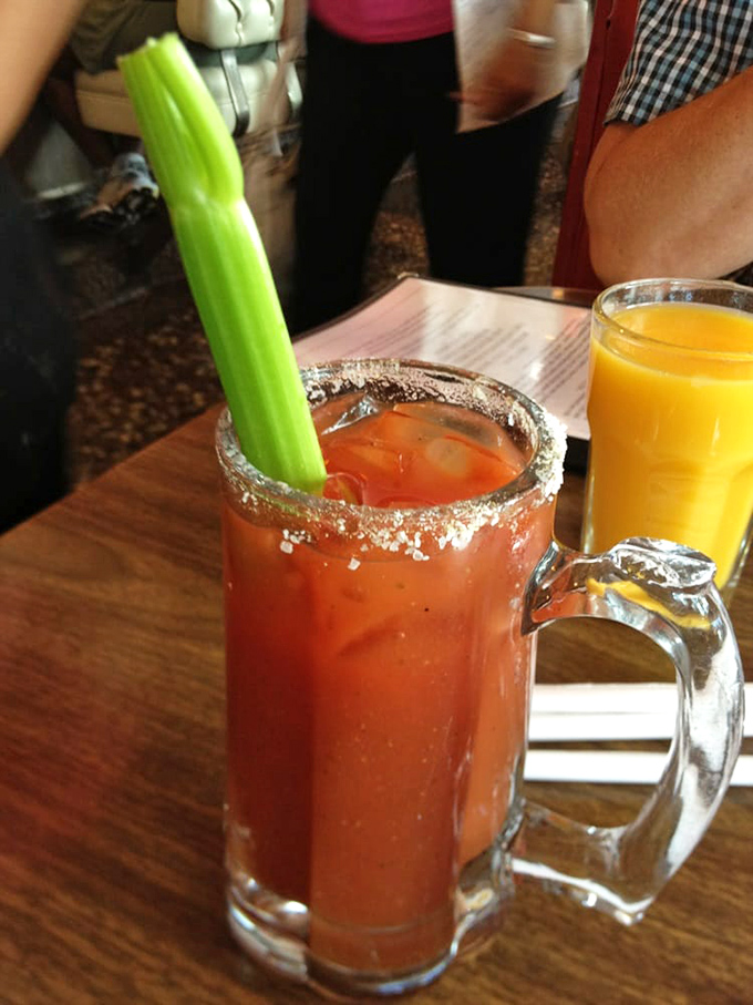 A Bloody Mary that's practically a meal unto itself &ndash; that celery stalk isn't a garnish, it's a load-bearing vegetable for a serious cocktail.