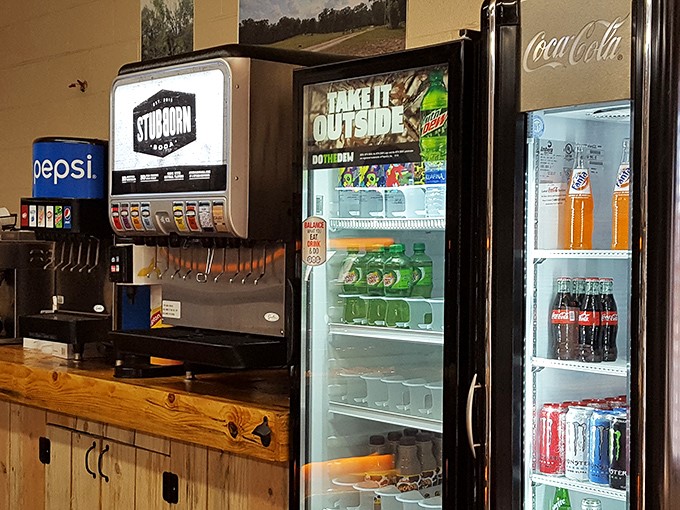 The beverage station &ndash; where decisions about which drink pairs best with sandwich perfection are made with careful consideration.