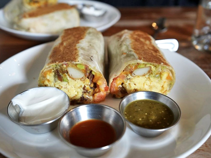 The breakfast burrito that launched a thousand cravings. Three dipping sauces because one simply wouldn't do this masterpiece justice.