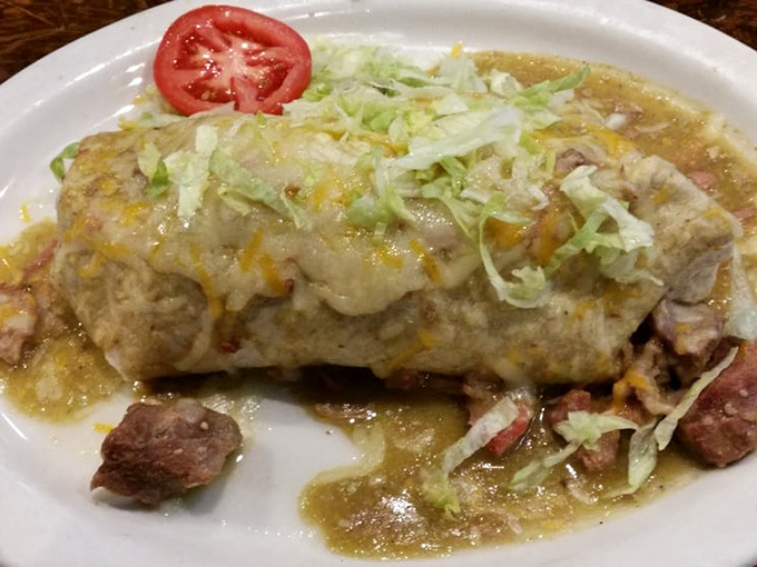 This burrito isn't just food&mdash;it's a commitment. Tender meat wrapped in a tortilla blanket and tucked in with a green chili lullaby.