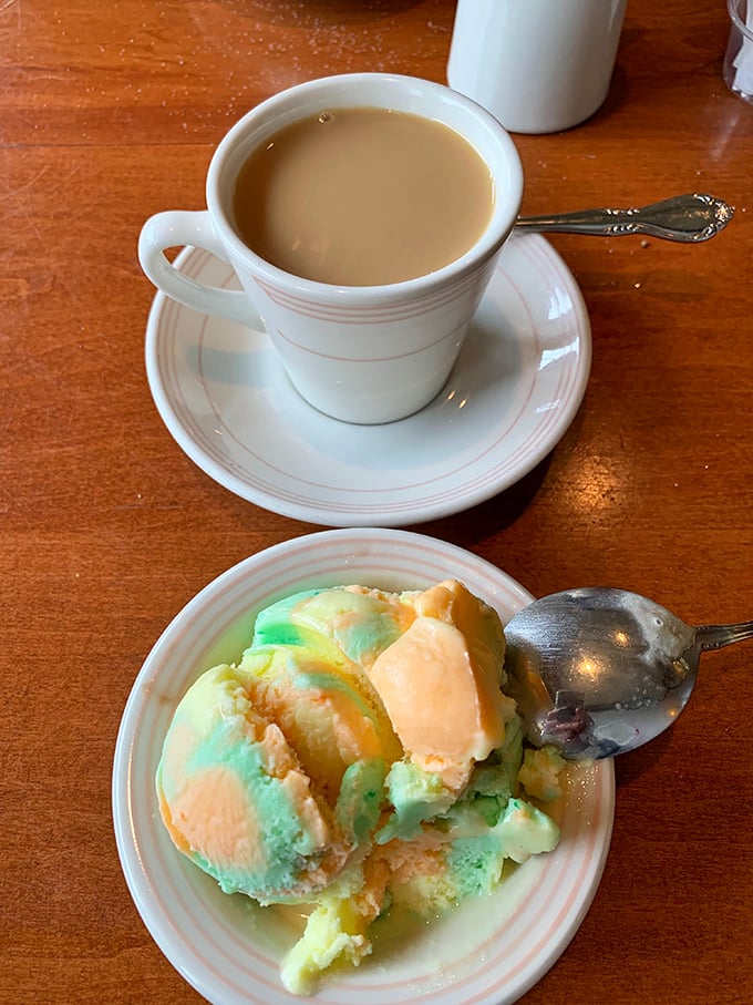 Rainbow sherbet and coffee &ndash; the traditional finale to a meal that deserves its own victory lap.
