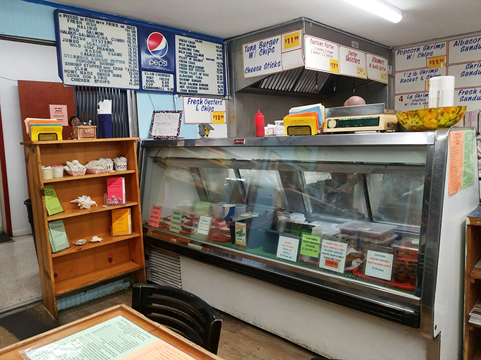 Menu boards that haven't changed in decades &ndash; because perfection needs no updates. The seafood speaks for itself.