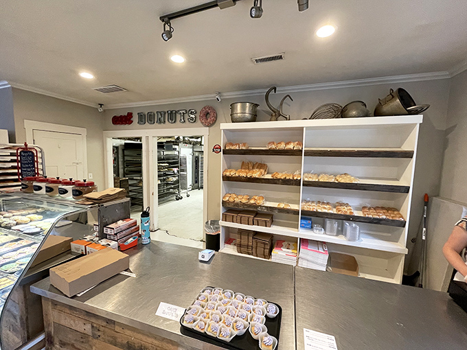 The counter where magic happens daily. That "just baked" aroma isn't a candle scent&mdash;it's the real deal wafting from the kitchen.
