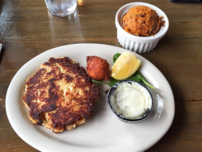 This crab cake doesn't need a hype man&mdash;it's got a golden crust that speaks for itself and a side of "I'll-be-back-tomorrow."