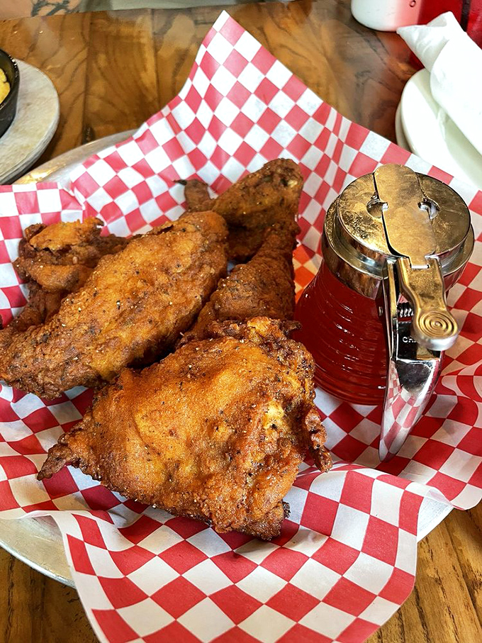 Fried chicken so photogenic it should have its own Instagram account. That color isn't just golden&mdash;it's the definition of crispy perfection.